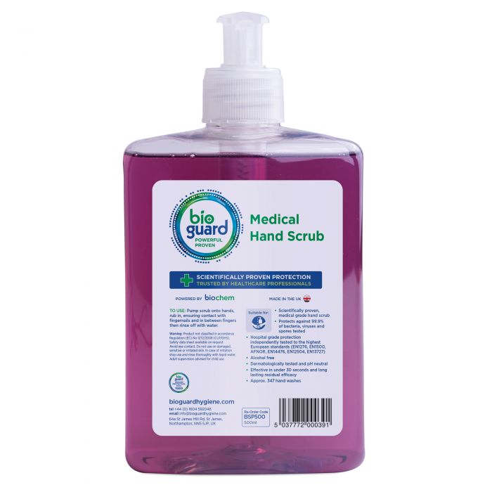 Bioguard Medical Hand Scrub Bottle w/ Pump Dispenser (500ml) – MedTree